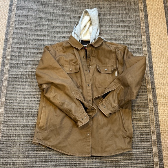 Wolverine | Jackets & Coats | Wolverine Brown Hooded Shirt Jacket ...